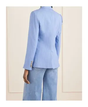 Veronica Beard Miller Double-breasted Pinstriped Woven Blazer