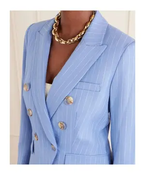 Veronica Beard Miller Double-breasted Pinstriped Woven Blazer