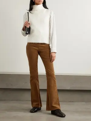 Veronica Beard Beverly Stretch-cotton Corduroy Flared Pants