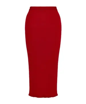 MAISON MARGIELA Ribbed Wool Midi Skirt - Red