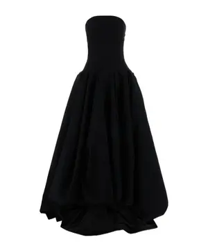 Balenciaga Strapless Pleated Maxi Dress - Black