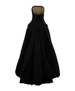 Balenciaga Strapless Pleated Maxi Dress
