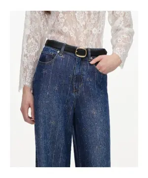 SELF-PORTRAIT Embellished Stripe Denim Jeans - No