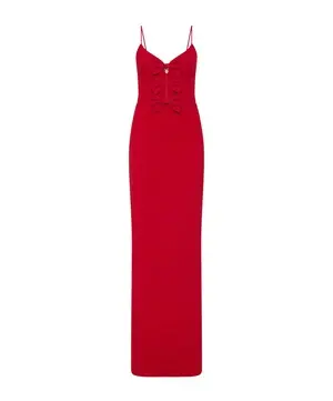 Rebecca Vallance Precious Bow-embellished Cutout Gown - Red