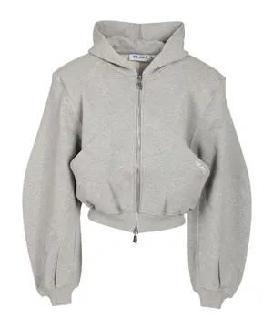Attico Cropped Zip-up Hoodie - Grey
