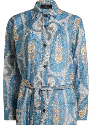 Etro Paisley-print Midi Shirt Dress - Blue