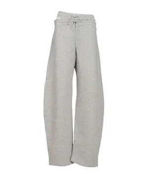Attico Wide Leg Fleece Sweatpants With Drawstring - Gray
