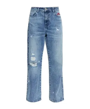 CARNE BOLLENTE Embroidered-detail Jeans - Light Blue
