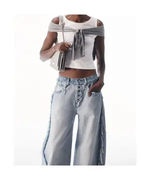 Alexander Wang Frayed-edge Wide-leg Jeans