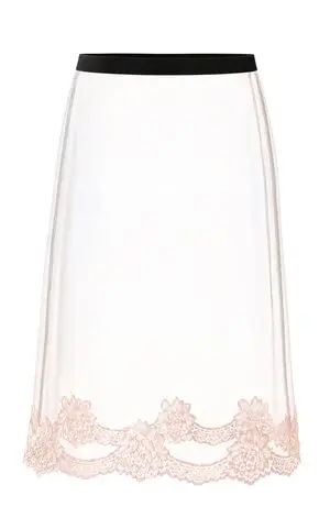 Valentino Garavani Lace-trimmed Mesh Midi Skirt - Light Grey
