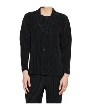 Issey Miyake Plissé-effect Notched-lapel Jacket