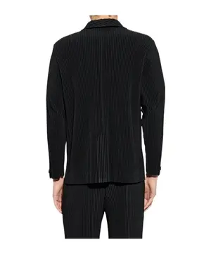 Issey Miyake Plissé-effect Notched-lapel Jacket