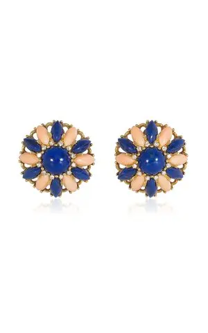 Kentshire Mid-century Italian Angel Skin Coral And Lapis Earrings - Multi