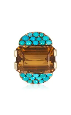 Kentshire Retro Citrine And Turquoise Cocktail Ring