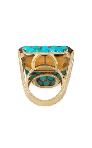 Kentshire Retro Citrine And Turquoise Cocktail Ring