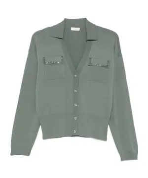 Liu Jo Embellished Pocket Cardigan - Green