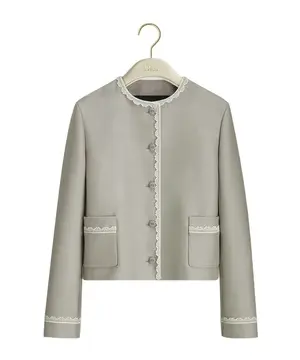 Dior Cropped Jacket With Lace Trim - No