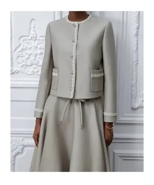 Dior Cropped Jacket With Lace Trim - No