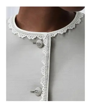 Dior Cropped Jacket With Lace Trim - No