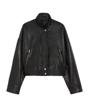 Max Mara Washed Nappa-leather Bomber Jacket