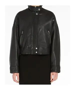Max Mara Washed Nappa-leather Bomber Jacket