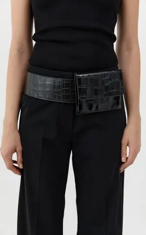 ST. AGNI Croc Pocket Belt - Black