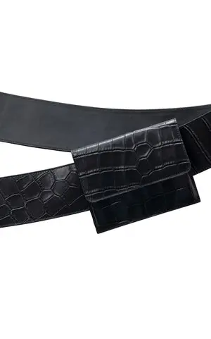 ST. AGNI Croc Pocket Belt - Black