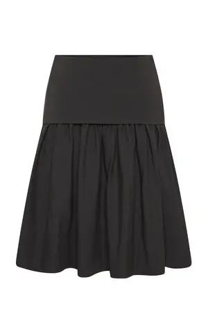 ST. AGNI Circle Hem Gathered Cotton Skirt Black