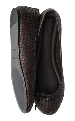 ST. AGNI Woven Bow Ballet Flat - Brown