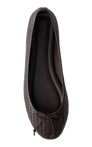 ST. AGNI Woven Bow Ballet Flat - Brown
