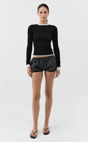 ST. AGNI Paper Taffeta Petite Silk Shorts