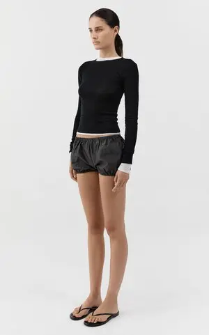 ST. AGNI Paper Taffeta Petite Silk Shorts