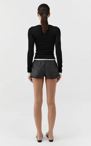 ST. AGNI Paper Taffeta Petite Silk Shorts