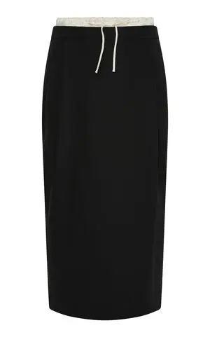 ST. AGNI Layered Waist Silk Wool Skirt