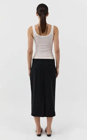 ST. AGNI Layered Waist Silk Wool Skirt