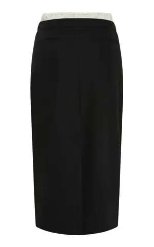 ST. AGNI Layered Waist Silk Wool Skirt