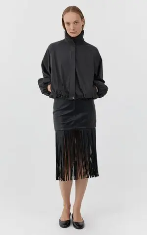 ST. AGNI Fringe Leather Skirt