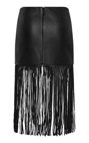 ST. AGNI Fringe Leather Skirt