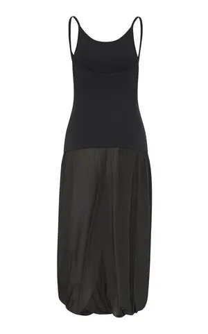 ST. AGNI Knit Bodice Drape Sheer Dress