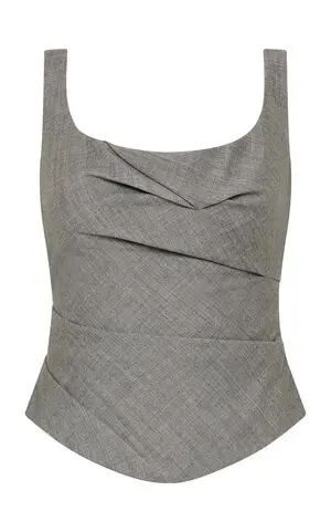 ST. AGNI Draped Bodice Wool Top - Grey