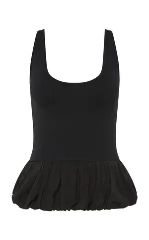 ST. AGNI Balloon Ballet Silk Top - Black