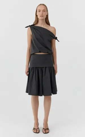 ST. AGNI Asymm Bow Cotton Top