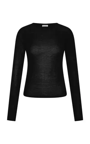 ST. AGNI Superfine Long Sleeve Merino Wool Top - Black