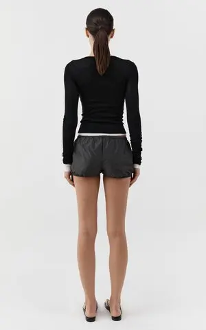 ST. AGNI Superfine Long Sleeve Merino Wool Top - Black