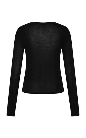 ST. AGNI Superfine Long Sleeve Merino Wool Top - Black