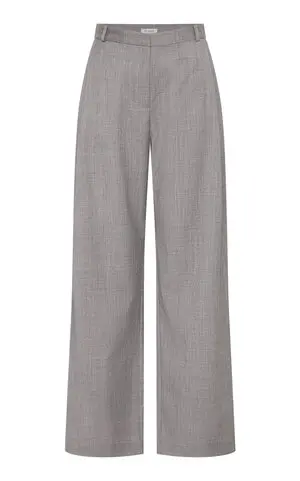 ST. AGNI Pleat Slouch Wool Tapered Leg Pants - Grey