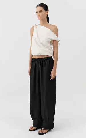 ST. AGNI Twill Cuffed Silk Balloon Leg Pants