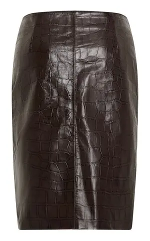 ST. AGNI Everyday Wrap Crocodile-effect Leather Skirt