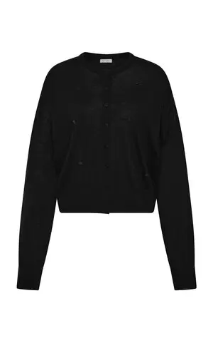 ST. AGNI Superfine Buttoned Merino Wool Cardigan - Black