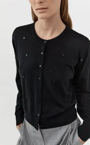 ST. AGNI Superfine Buttoned Merino Wool Cardigan